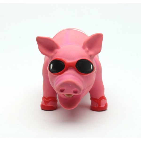 Quality Wholesale latex pig dog toy classic dog toy with squeaky sound cool with sunglasses for sale