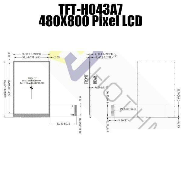 Quality 4.3 Inch 480x800 TFT Display For Industrial for sale