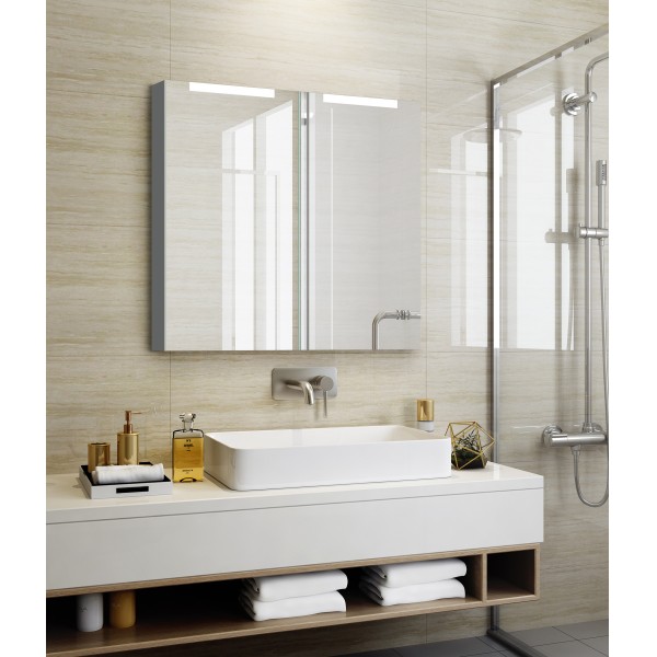 Quality Motion Sensor Rectangle LED Clock Medicine Cabinet Private Label for Bedroom for sale