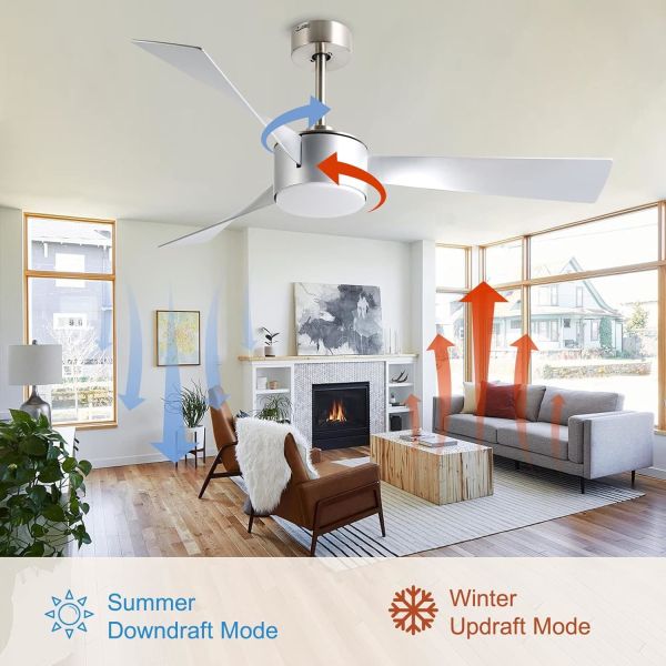 Quality 52 Inch Fashionable Silver Ceiling Fan Lighting With Remote Control for sale