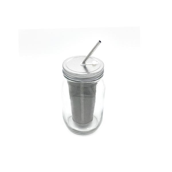 Quality Silver Stainless Steel Cold Brew Mason Jar Filter Kit 2 Cups for sale