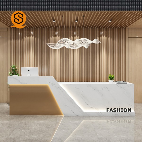 Quality OEM Logo Modern Hotel Reception Desks Solid Surface Material Waterproof for sale