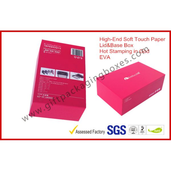 Quality Soft Touch Paper Luxury Gift Boxes Lid And Base With Foil In Gold EVA Insert for sale