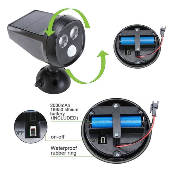 Quality DIM HIGH Modes 3.7V 2000mAh 9W Solar Motion Sensor Wall Light IP65 for sale