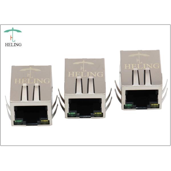 Quality EMI Tab Spring PoE Plus Integrated Magnetics RJ45 Jack Connector With LED for sale