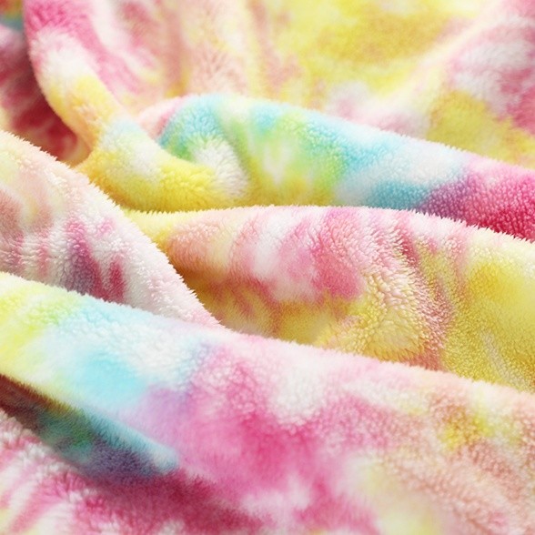 Quality Tie Dyed Rainbow Garment Soft Sherpa Fabric 240gsm 150D for sale