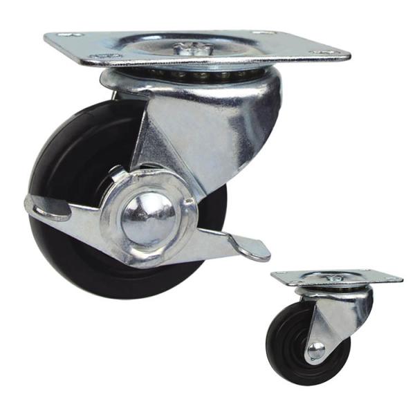 Quality Black 4 Inch 176lbs Loading Low Profile Rubber Casters for sale
