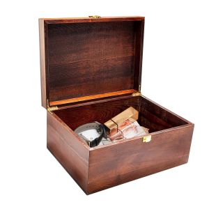 Quality 12.5x9.4x6.1inch Wooden Crate Storage Box With Hinged Lid And Lock Key for sale