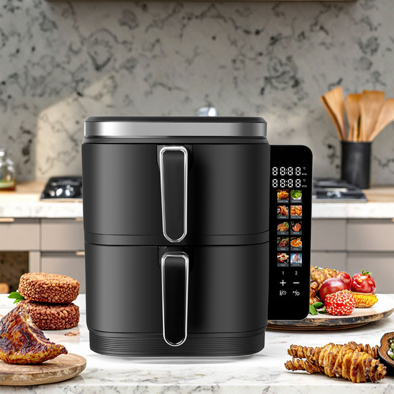 Quality Stack Air Fryer 6L+6L Top Bottom Heater Non Stick Foldable LCD Display for sale