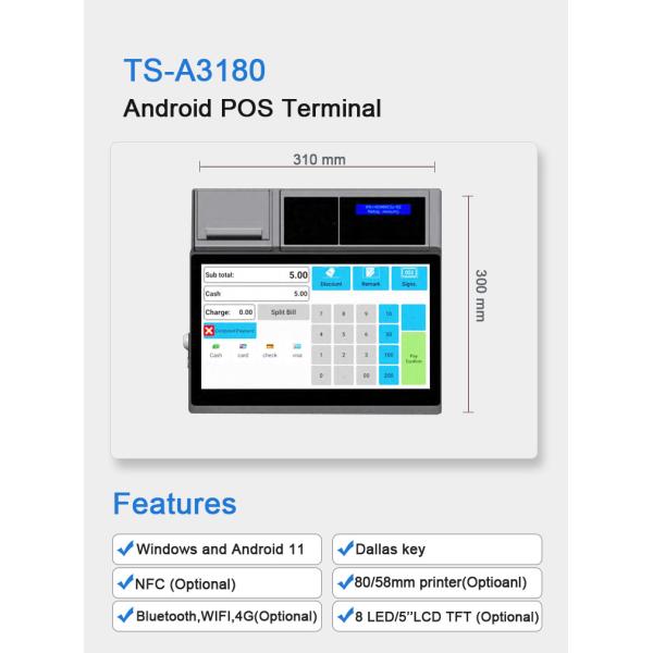 Quality Retail Android POS Billing Machine NFC WIFI Scanner 2200mAh RK3566 CPU for sale