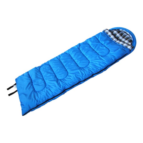 Quality 210T Polyester Camping Sleeping Bags Blue Flannel Sleeping Bag Rectangular for sale