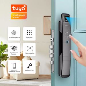 Quality Peephole Camera Smart Face Recognition Door Lock Tuya Password Fingerprint Card for sale
