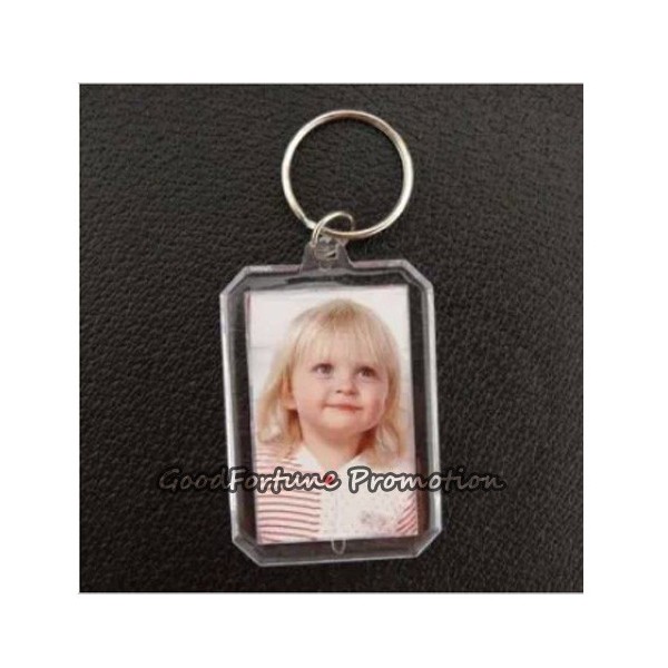 Quality HOT sale promotional gift printed logo photo frame acrylic keychain keyrings for sale