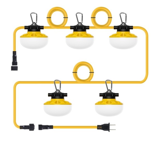 Quality AC Power Supply 50FT Total Length 5 Bulbs 45W 6300Lm Linkable Portable Outdoor IP65 LED Site Construction String Light for sale