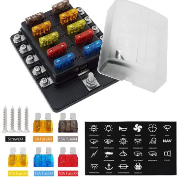 Quality 100A Input 30A Output 10P Blade Fuse Holder 10 Way ATO Fuse Block with Stickers for sale