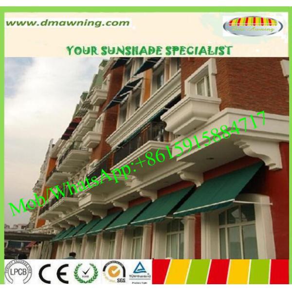 Quality Aluminium Retractable Window Awnings Polyester Acrylic Drop Arm Awnings for sale