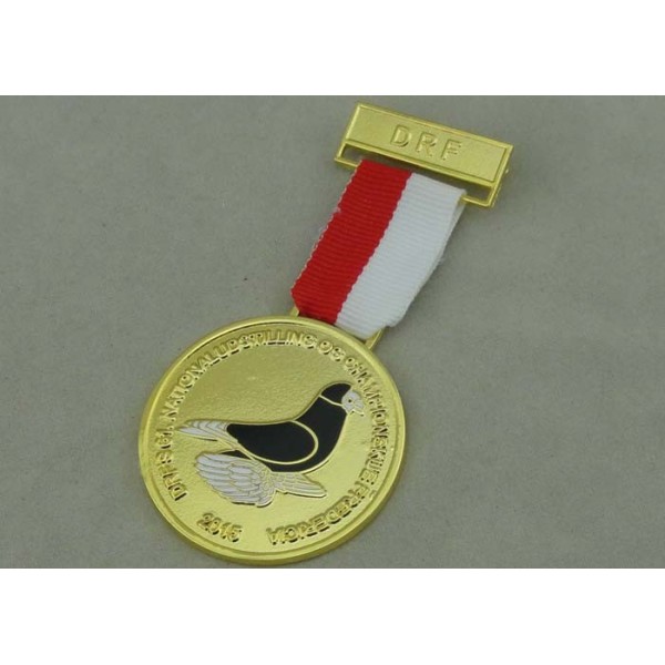 Quality Synthetic Enamel DRF Custom Awards Medals Gold Plating Zinc Alloy With Ribbon Medal for sale