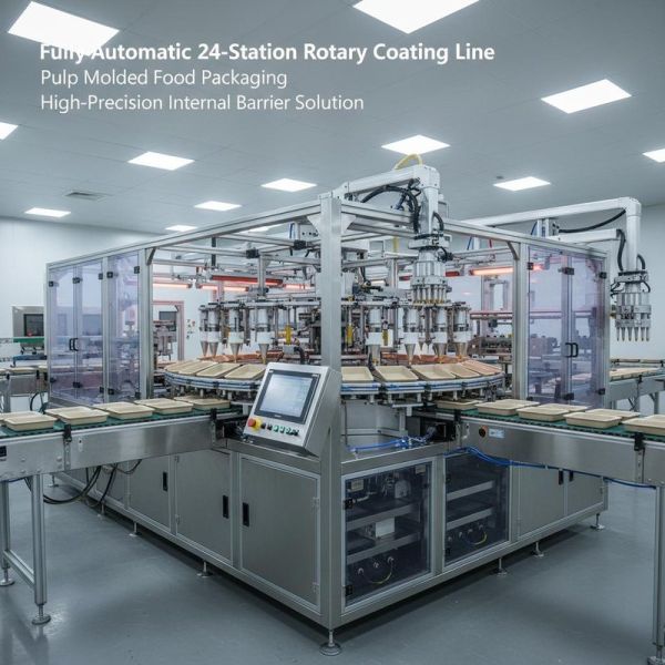 Quality Fully Automatic 24-Station Rotary Coating Line for Pulp Molded Food Packaging - for sale
