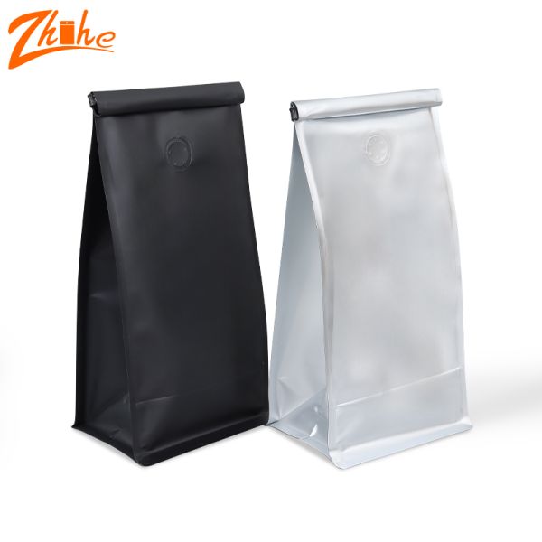 Quality Zhihe Customized Foil Coffee Bean Bags 250g 500g 1kg Flat Bottom Bags with Zipper Lock and Valve Food Packaging for Pet Food for sale