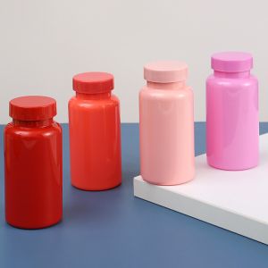 Quality Vitamin Capsule Pill Plastic Bottle Packaging 150Ml Red Pink Empty Supplement for sale