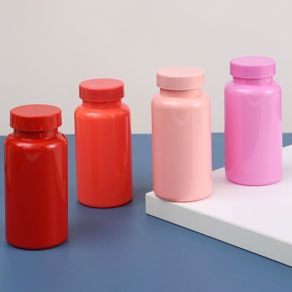 Quality Vitamin Capsule Pill Plastic Bottle Packaging 150Ml Red Pink Empty Supplement for sale