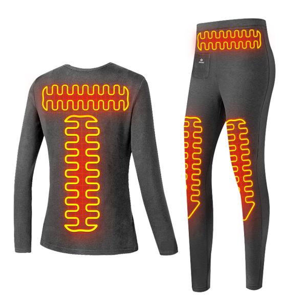 Quality Fleece Lined Electric Heated Underwear Set Women Wireless Remote Control for sale