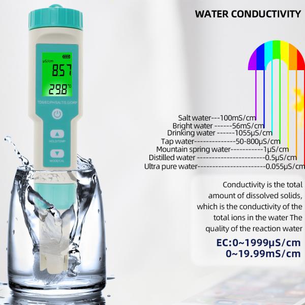 Quality 1PPM 1MV 1US/CM 0.01PH Newest 7 in 1 Digital pH Tester for Multi Parameter for sale
