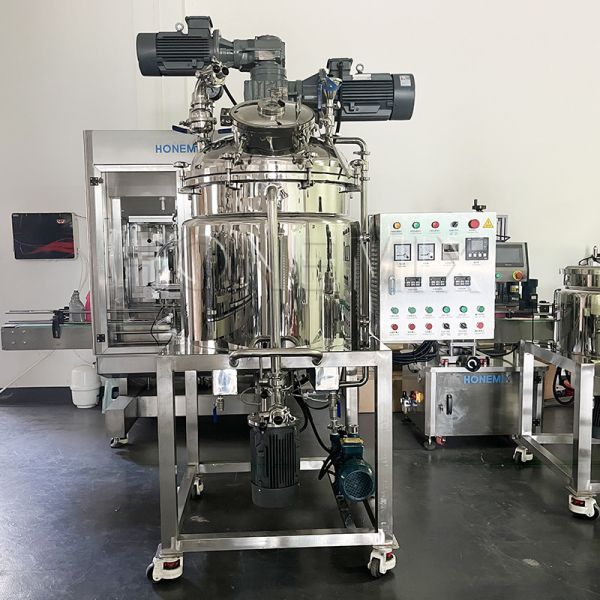 Quality Cream Vacuum Emulsifier Mixer Machine Bidirectional Mixing Horizontal Motor for sale