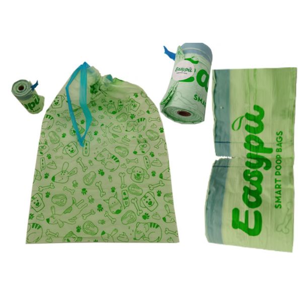 Quality Bags BPI ASTM D6400 Plastic Free Packaging Drawstring For Dog Poop for sale