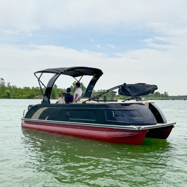Quality 23FT Hybrid Pontoon Boat Sleek Fiberglass Bow & Durable Aluminum Body For Elevated Experience And Fuel Efficiency for sale