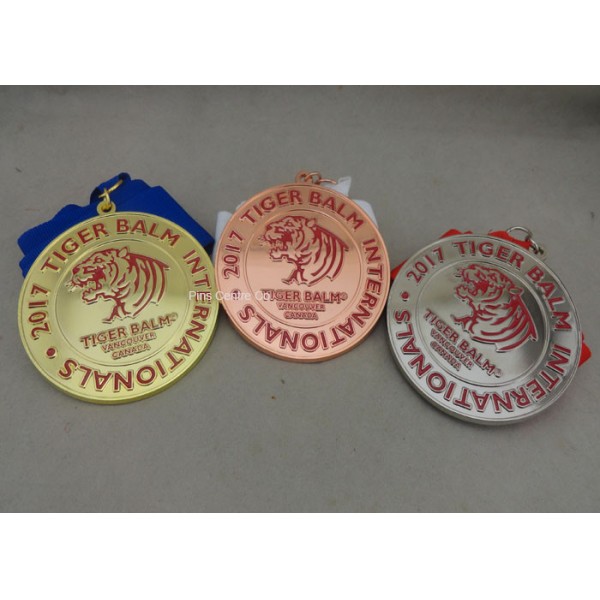 Quality Die Stamped Martial Arts Ribbon Souvenir Medal Brass Material Enamel For Awards for sale