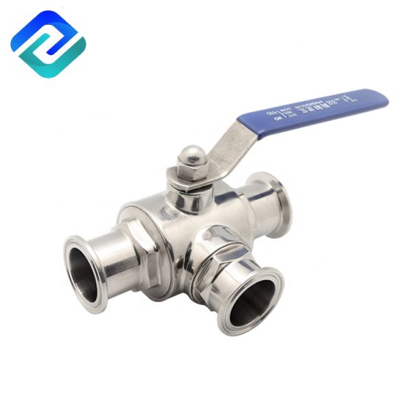 Quality Sanitary three way SS Tri clamp Casting Ball Valve for sale