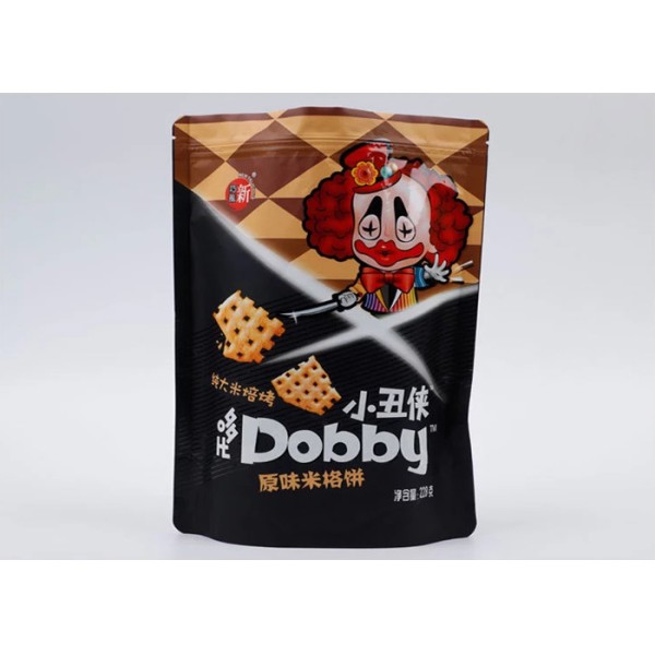 Quality Upright Zippered Snack Food Packaging Bags / Biscuit Kraft Paper Packaging Bags for sale