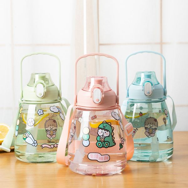 Quality Convenient Wide Mouth Sports Water Bottle 38oz Custom Design Clear Plastic with Straw for sale