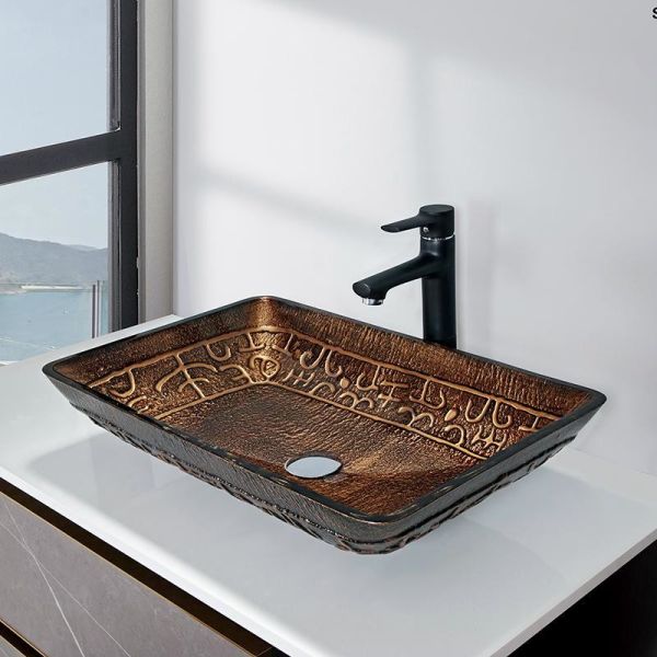 Quality Large Rectangular Vessel Sinks Bathroom Hot Melt Hand Drawing for sale
