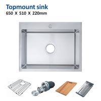 Quality 32x18 Topmount Stainless Steel Kitchen Sink Brushed 90mm Drain Opening for sale
