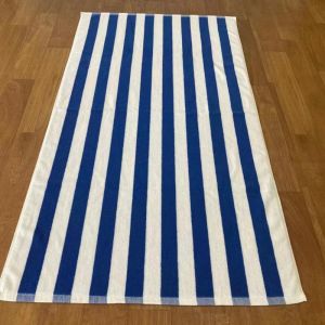 Quality Cotton White Towel With Blue Stripe Custom Blue And White Striped Bath Towels for sale