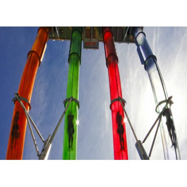 Quality 6 Guests Per Time Colorful Custom Fiberglass Water Slides for sale