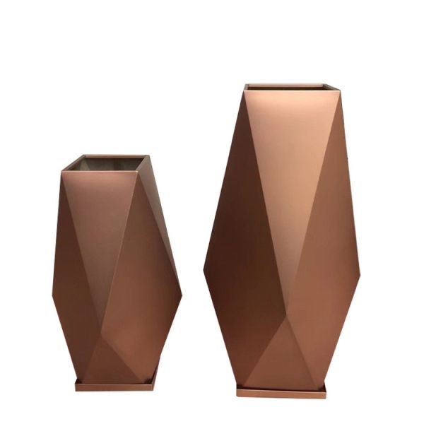Quality Irregular Metal Flower Pots SS304 Rose Gold Planter Vertical for sale