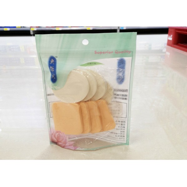 Quality Face Cosmetic Puff Laminated Packaging Bags 33*34 CM Size Customized Logo for sale