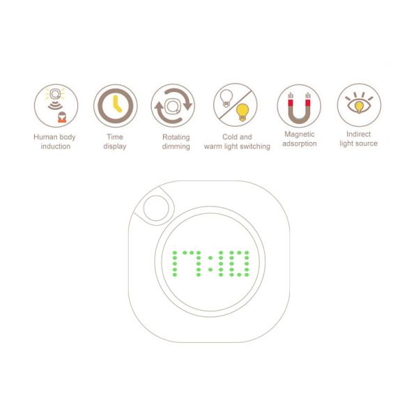 Quality 600MAH 0.3W USB Rechargeable Motion Sensor Light Digital Display Time Clock for sale