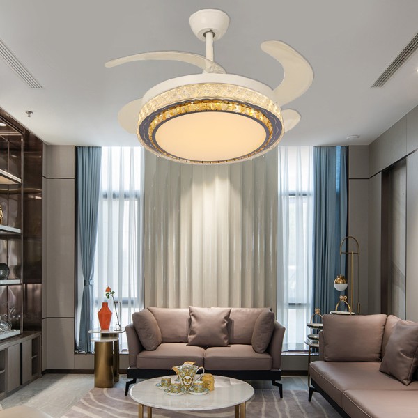 Quality DC Smart Low Profile Ceiling Fan Retractable Blade Ceiling Fan With Light for sale