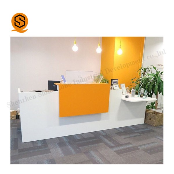 Quality Modified Acrylic Stone Regular Two Person Reception Desk Flame Resistant for sale