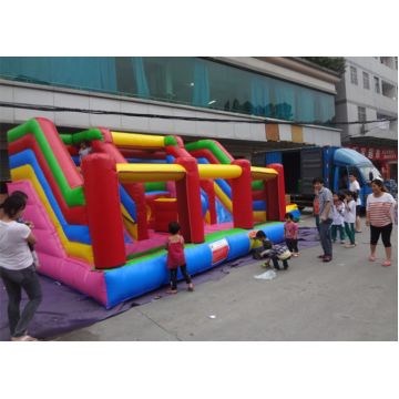 Quality Double Lane Commercial Inflatable Slide Obstacle And Playground Inside for sale