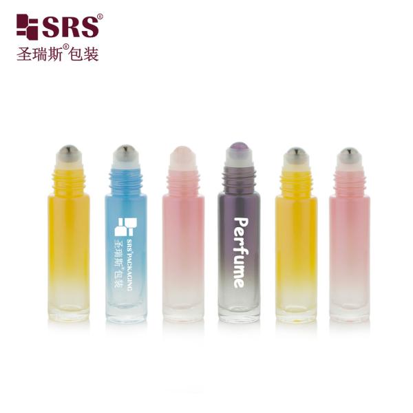 Quality BLPM-10ml Cylindrical Round Gradient Pink Color Mould Glass Roller Bottle For for sale