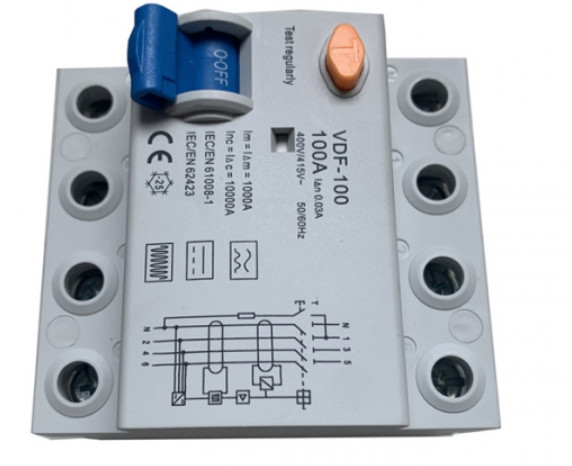 Quality B Type RCCB Circuit Breaker EKL6-100B 100mA 4 Pole IEC 61008-1 for sale