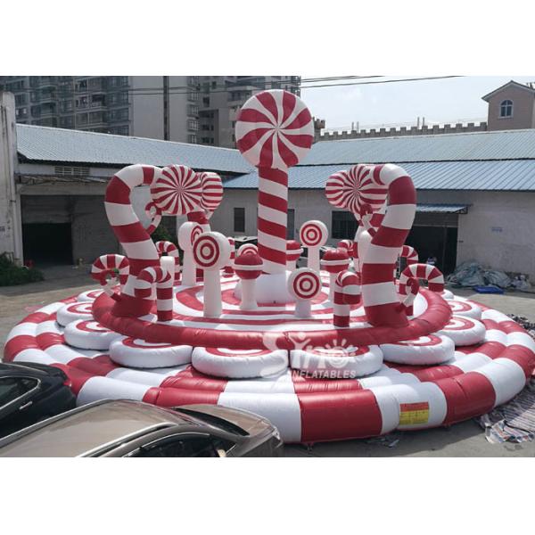 Quality Giant Christmas Candy Cane Inflatable Amusement Park Bouncer For Kids And Adults for sale