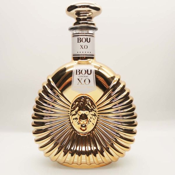 Quality XO  Glass Bottle 750ml Vacuum Electroplating Coating Golden for sale