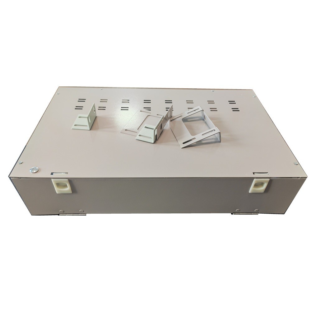 Quality Grey 48 Port Patch Panel 2U SC Fiber Optic Distribution Box Rotation Type for sale