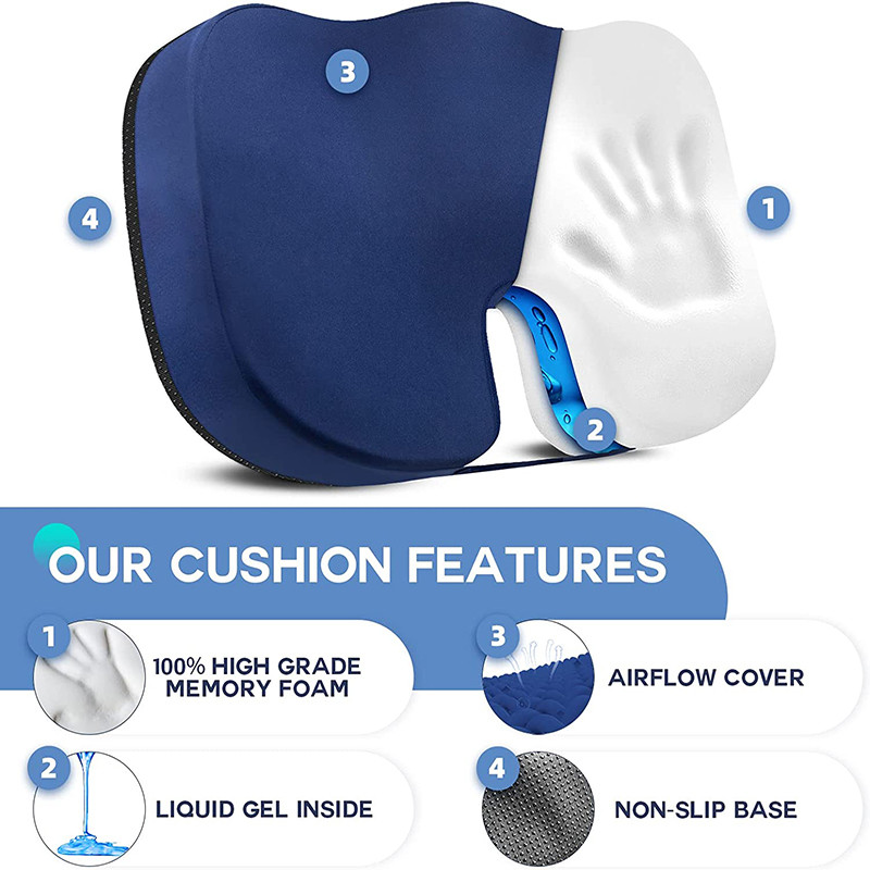 Quality Cushion Hot Ergonomic Design U Shape Memory Foam Seat Cushion with Cooling Gel for sale